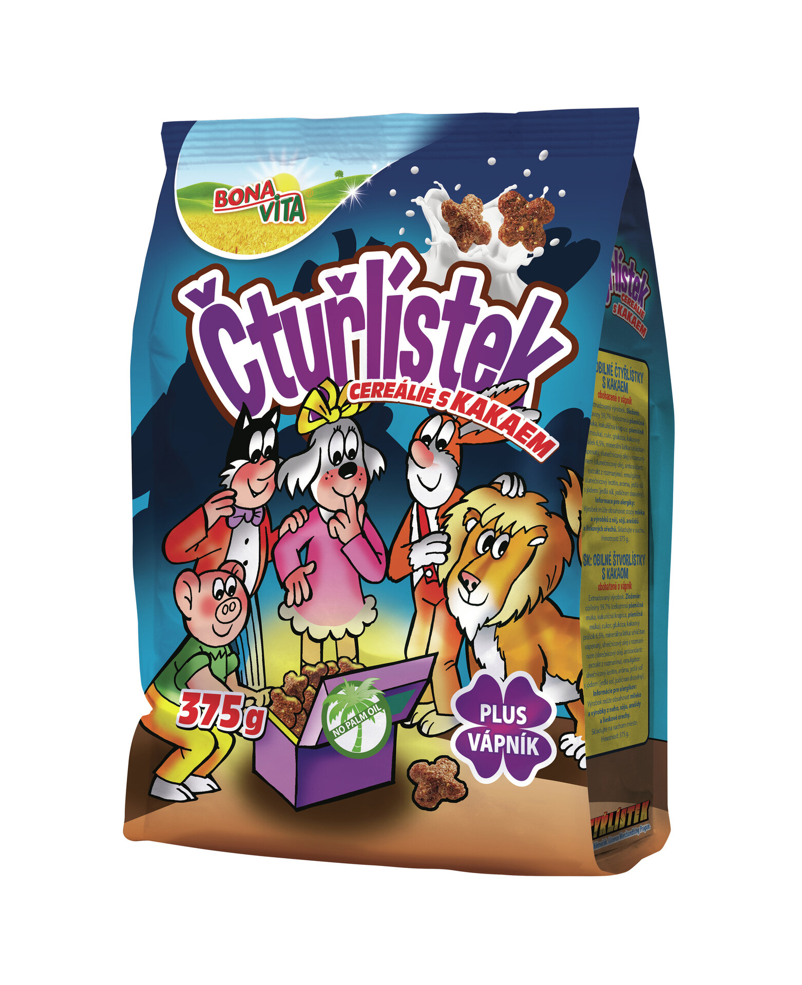 BONAVITA SLOVENSKO - Cereálie pre deti - Obilninové štvorlístky s kakaom 375g cena za 1 kartón ...
