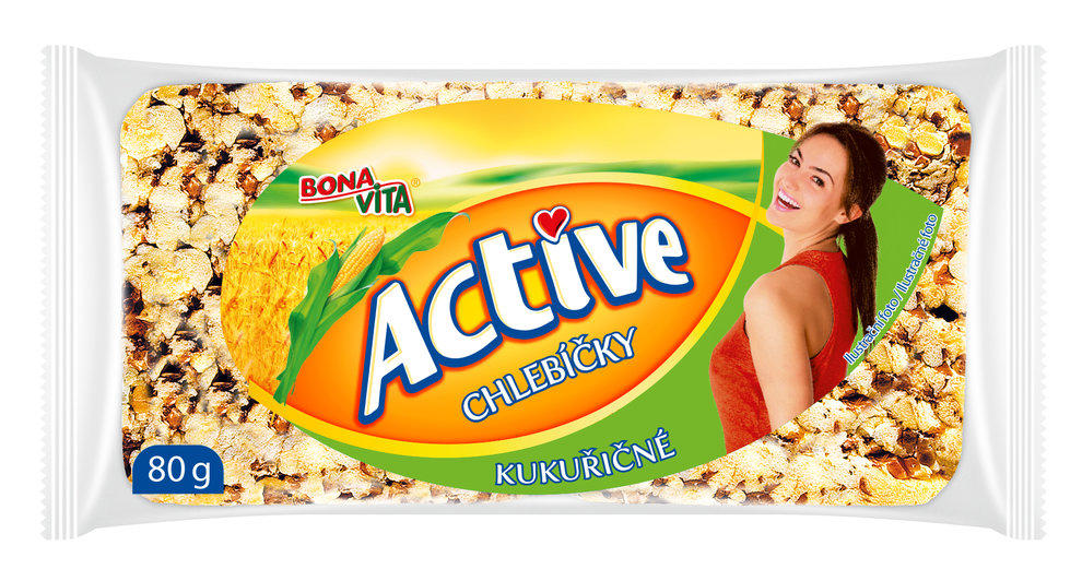 BONAVITA SLOVENSKO - Celozrnné chlebíčky - ACTIVE Kukuričné chlebíčky 80g cena za 1 kartón (36 ...